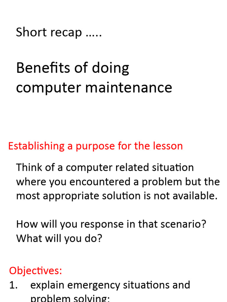 Problem Solving in Emergency Situation. | PDF | Laptop | Emergency