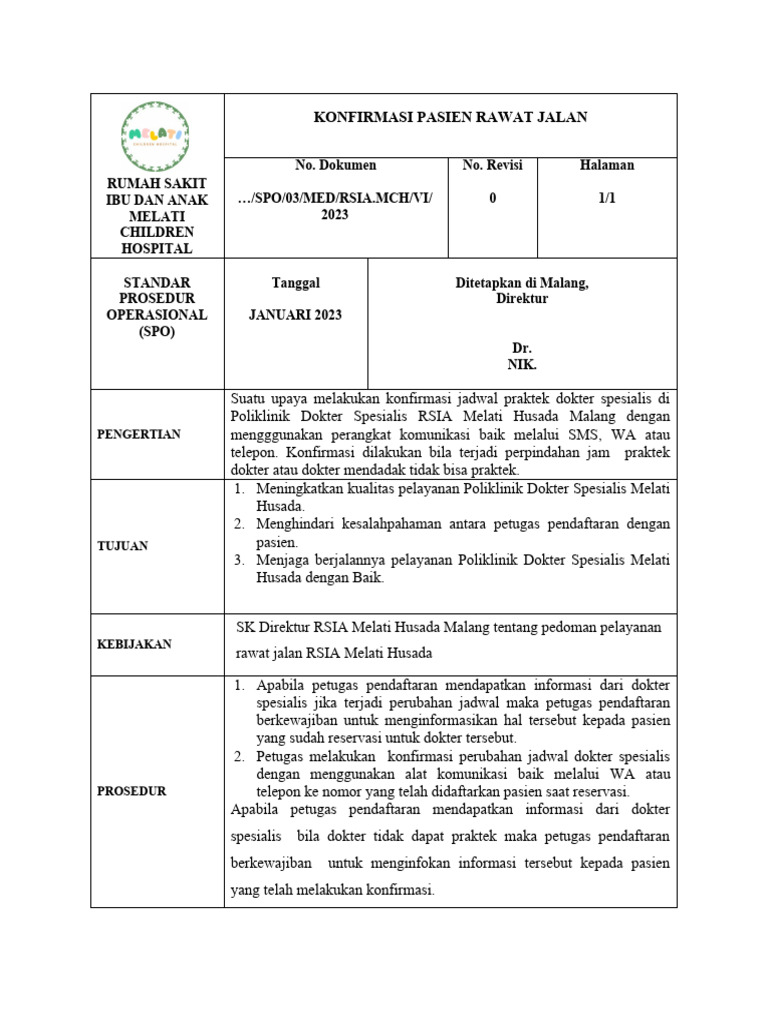 Sop Konfirmasi PX Rajal | PDF