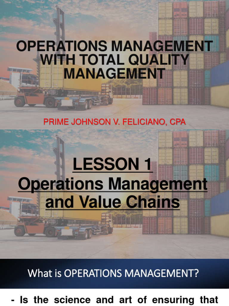 Operations Management Essentials Guide | PDF | Goods | Value Chain