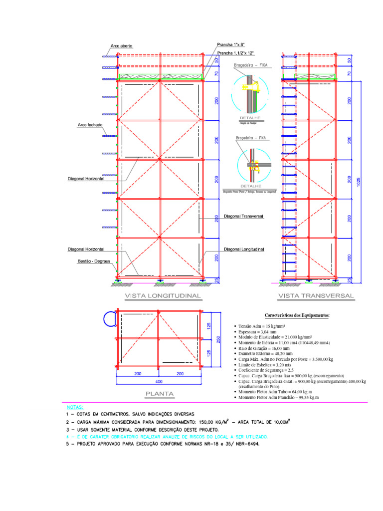 DIMENSIONAMENTO - Projeto de Andaime | PDF
