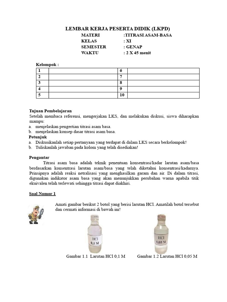 LKPD Titrasi Asam Basa | PDF