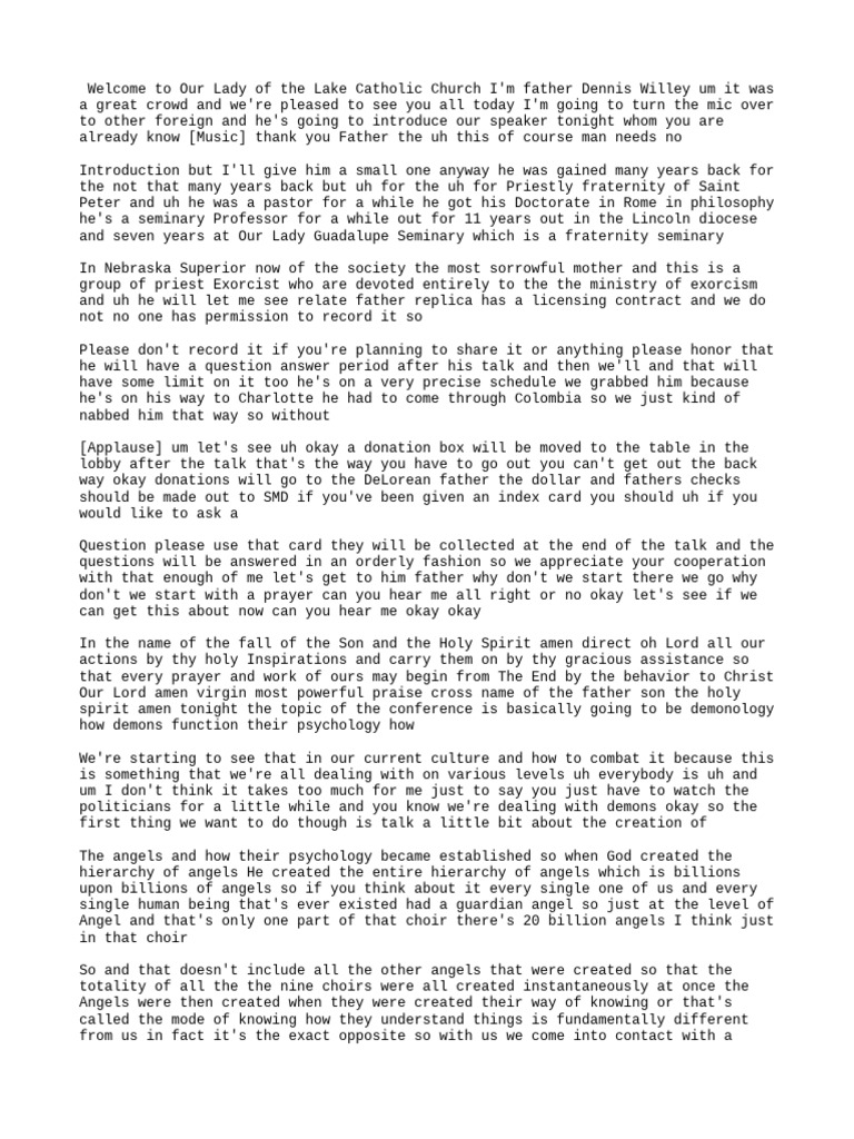 Fr. Chad Ripperger — Demonology Function & Psychology | PDF