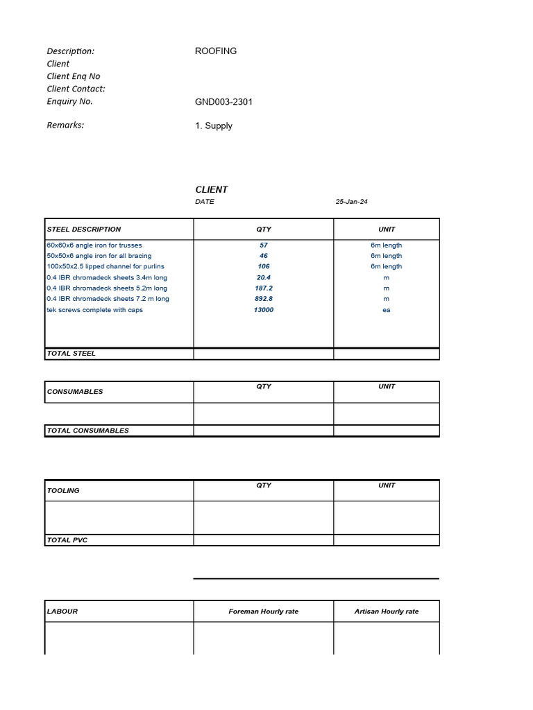 Roofing Materials Cost Breakdown | PDF