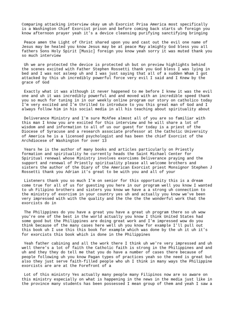 DIARY OF AN AMERICAN EXORCIST - MSGR Stephen Rossetti | PDF ...