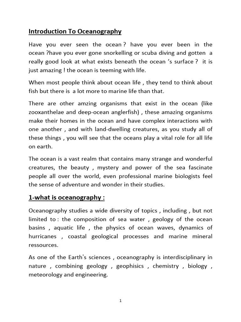 Introduction To Oceanography | PDF | Oceans | Sea