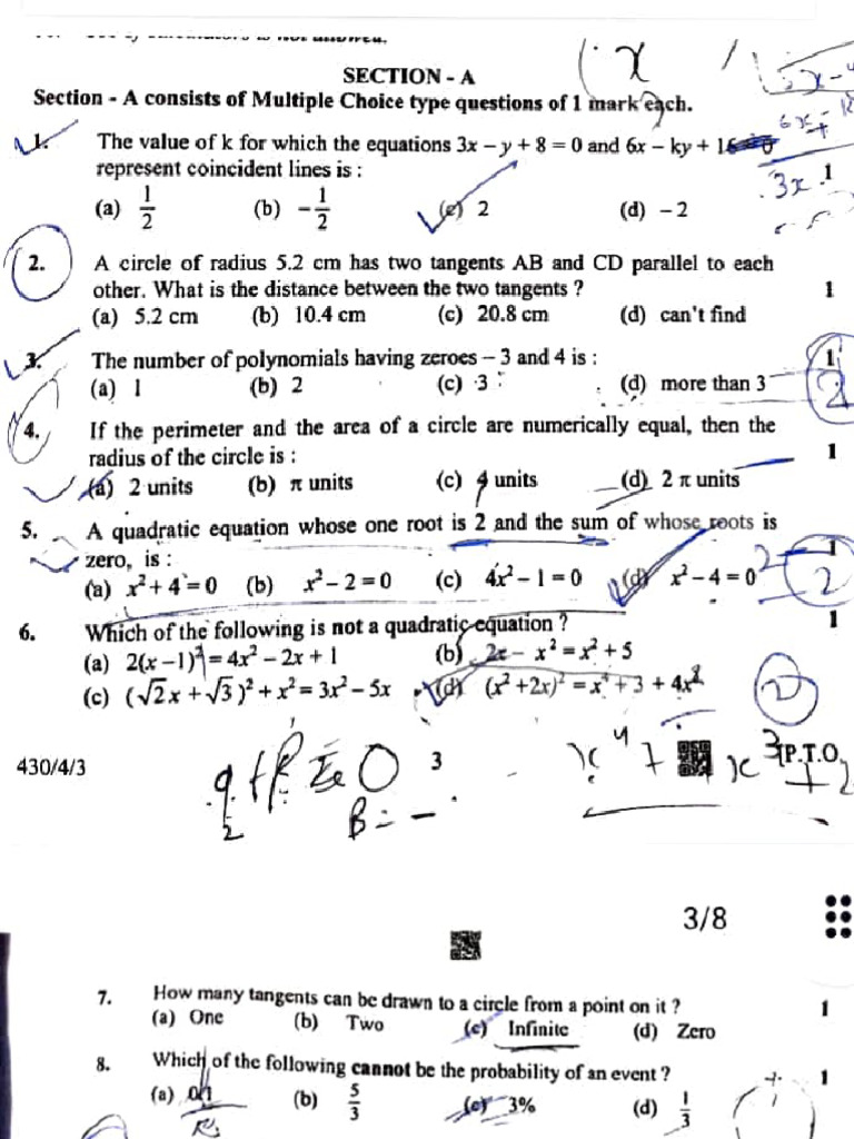 Class 10 Basic Sample Question Paper | PDF