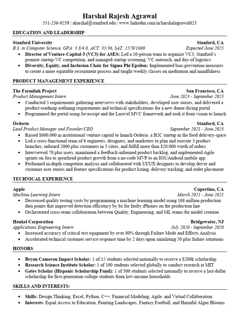 Harshal Agrawal - PM Resume | PDF | Computing