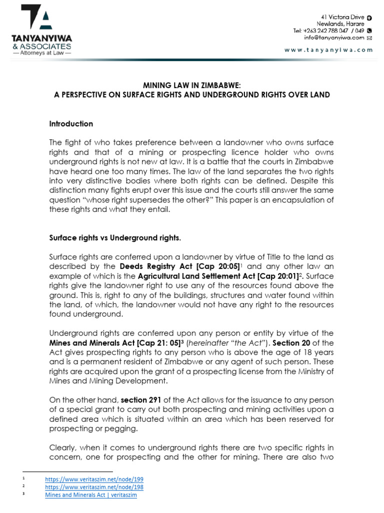 A Perspective On Surface Rights and Underground Rights | PDF | Mining ...