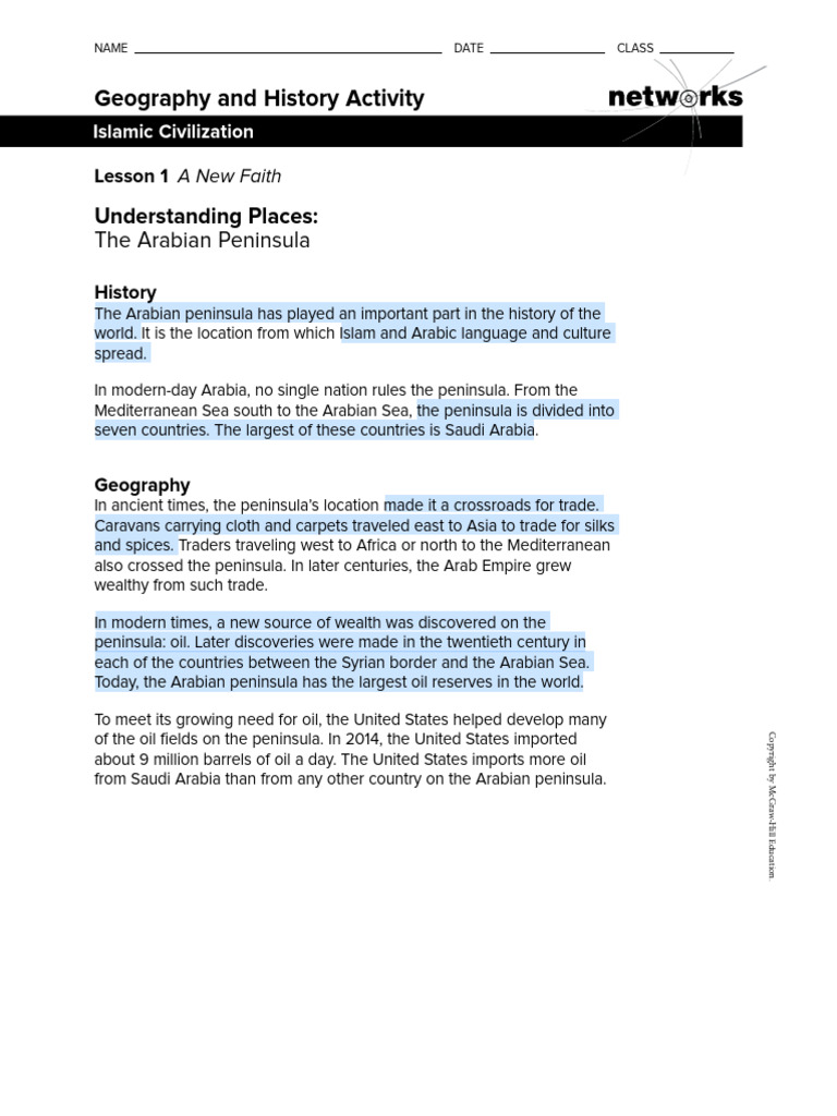 Islam worksheet | PDF | Arabian Peninsula | Saudi Arabia