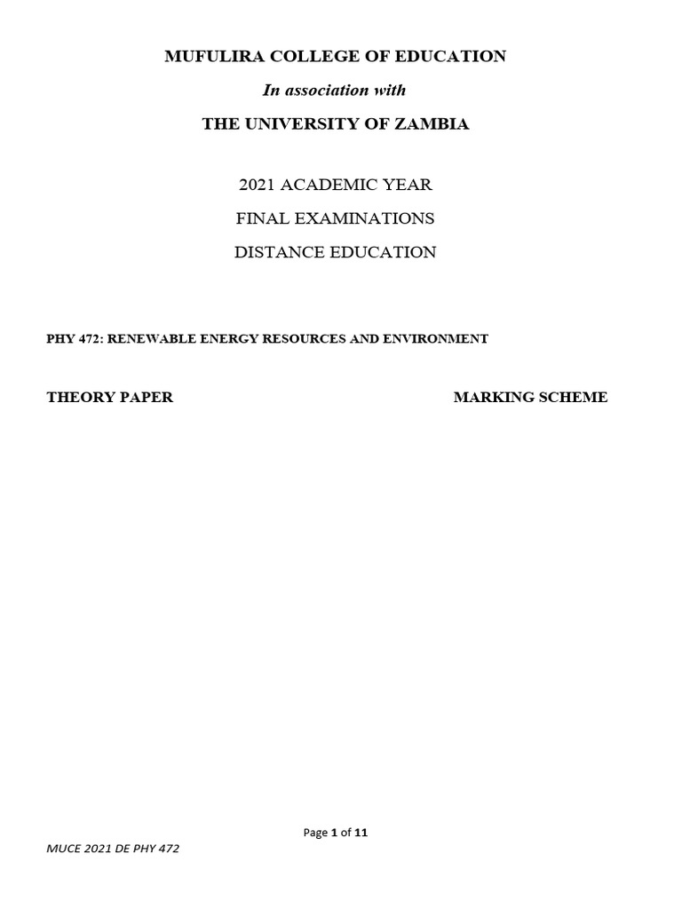 2021 de Phy 472 Exam Marking Scheme | PDF | Energy Development | Greenhouse Effect