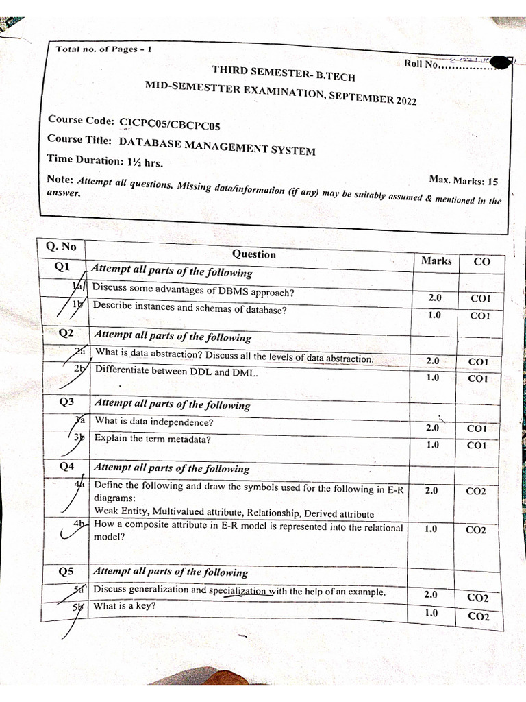 3rd Sem Papers '25 Batch | PDF