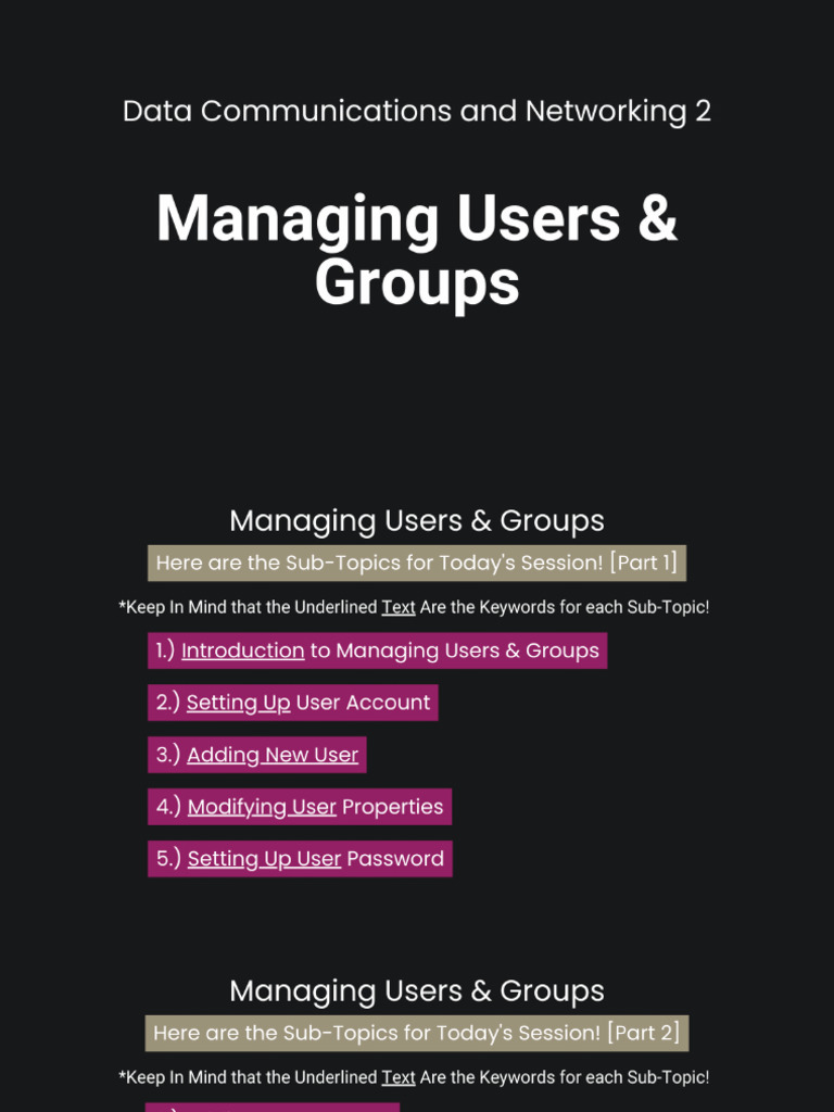 Managing Users and Groups | PDF