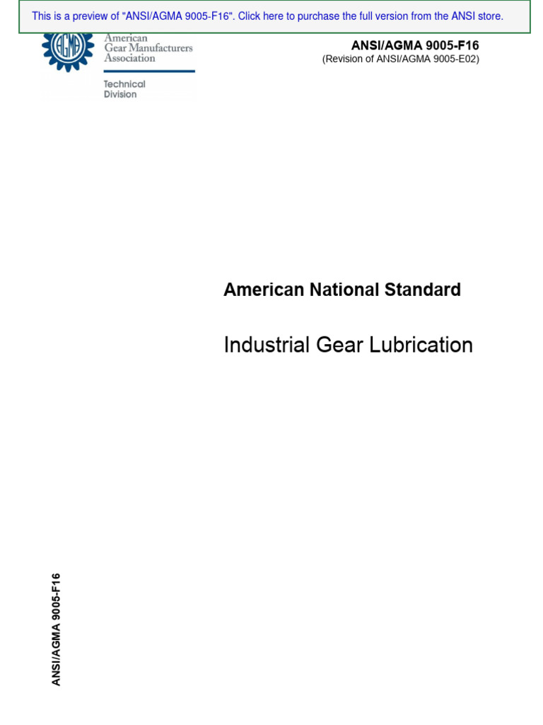 Preview ANSI+AGMA+9005-F16 | PDF | Lubricant | Gear