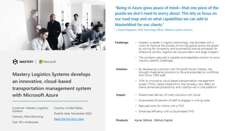 Customer Story Mastery Logistics Systems | PDF | Logistics | Cloud ...