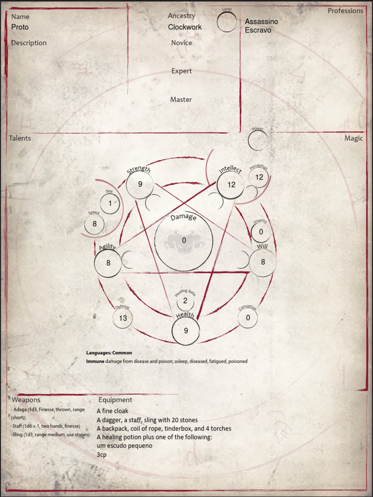 SotDL - Character Sheet (PROTO) | PDF