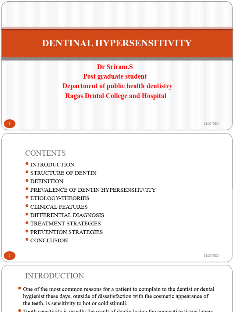 Dentinal Hypersensitivity Final | PDF | Dentin | Human Tooth