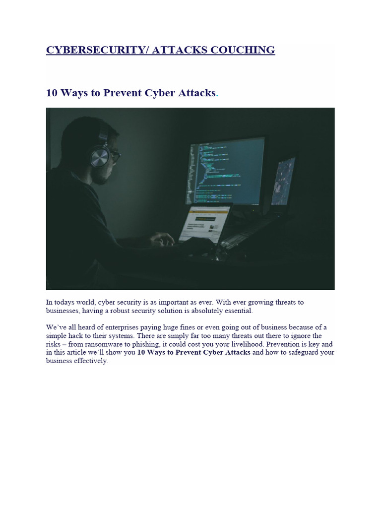 Cybersecurity Couching | PDF | Security | Computer Security