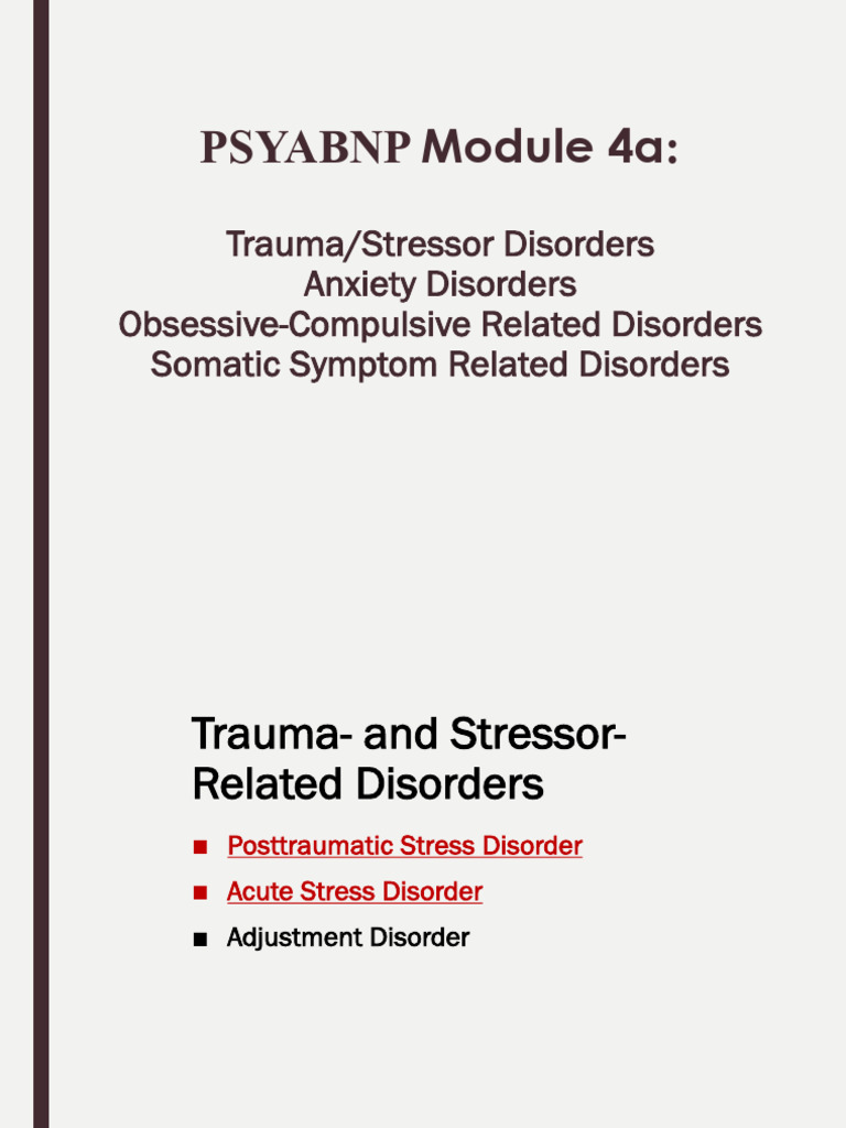 Module 4a Handouts - Trauma - Anxiety - OCRD - SSRD | PDF | Obsessive–Compulsive Disorder ...