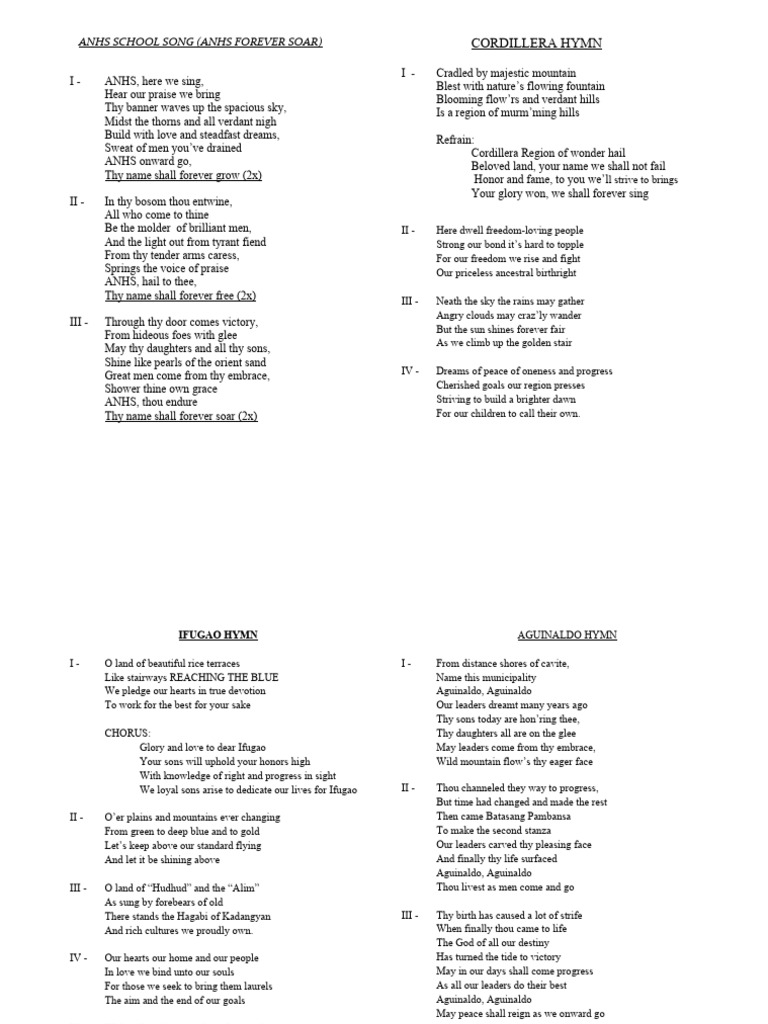 Anhs School Song | PDF