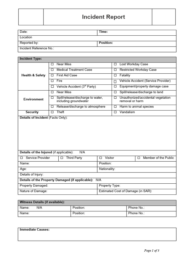 Incident Report | PDF | Traffic Collision | Safety