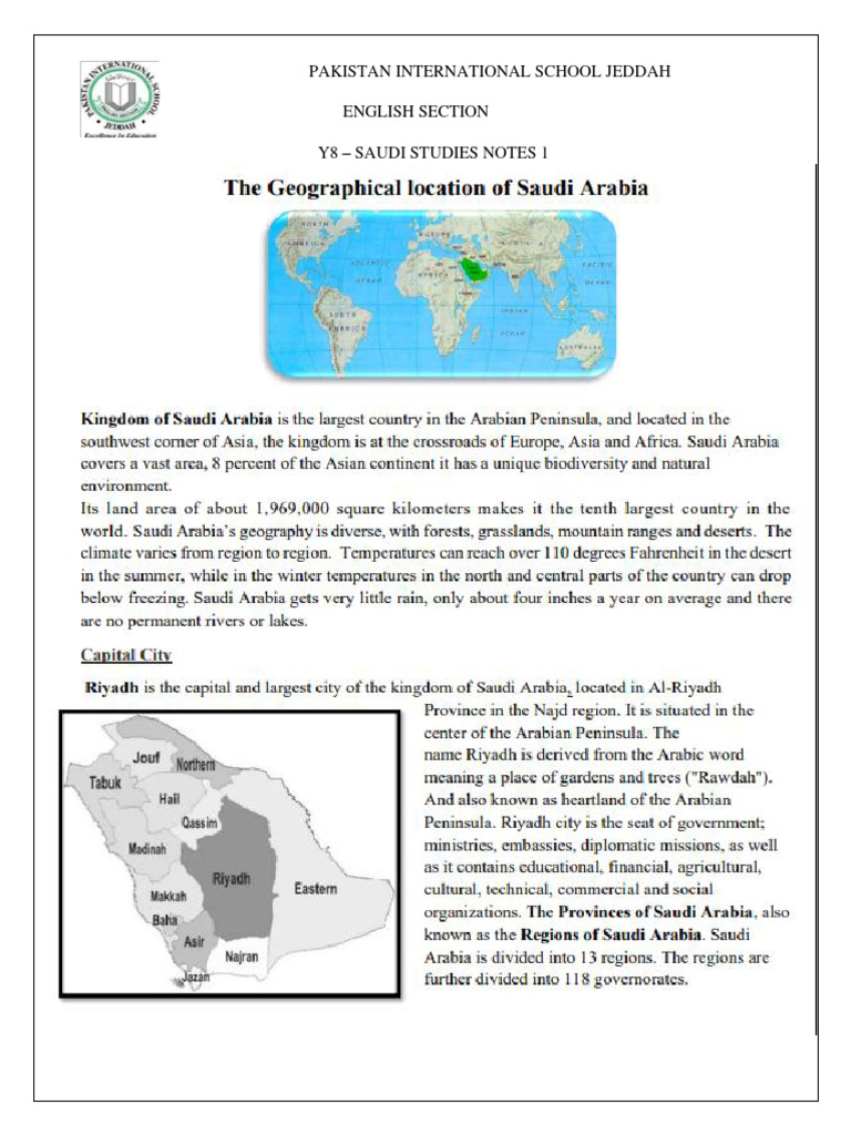 Geographical Location Notes 1 PDF | PDF | Saudi Arabia | House Of Saud