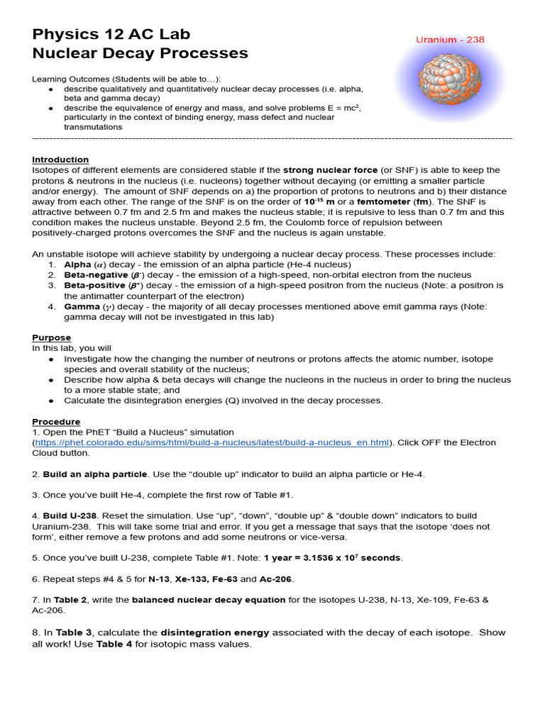 Nuclear Decay Processes | PDF | Atomic Nucleus | Radioactive Decay