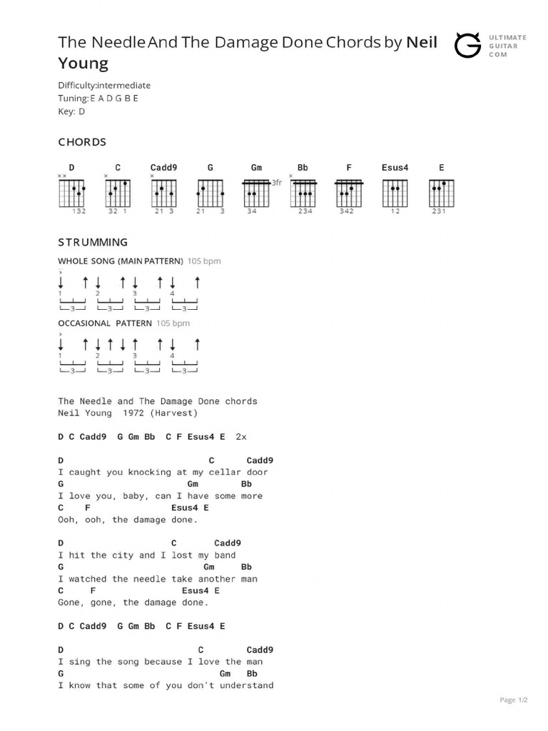the needle and the damage done chords | PDF