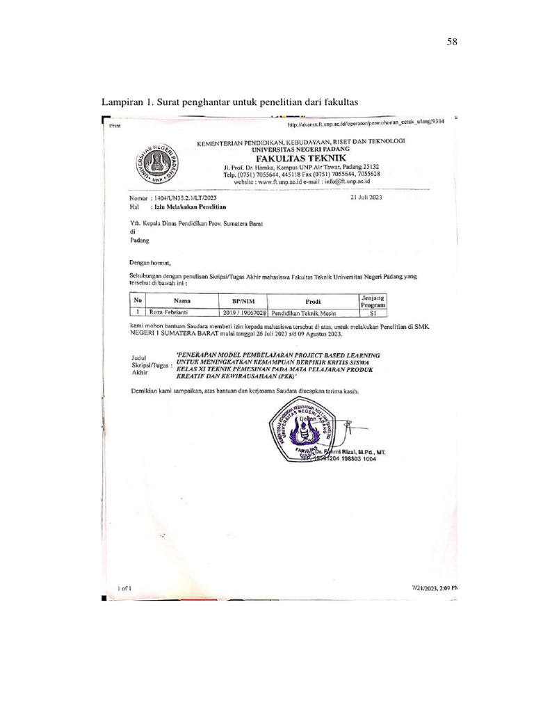 Lampiran Skripsi Oja | PDF