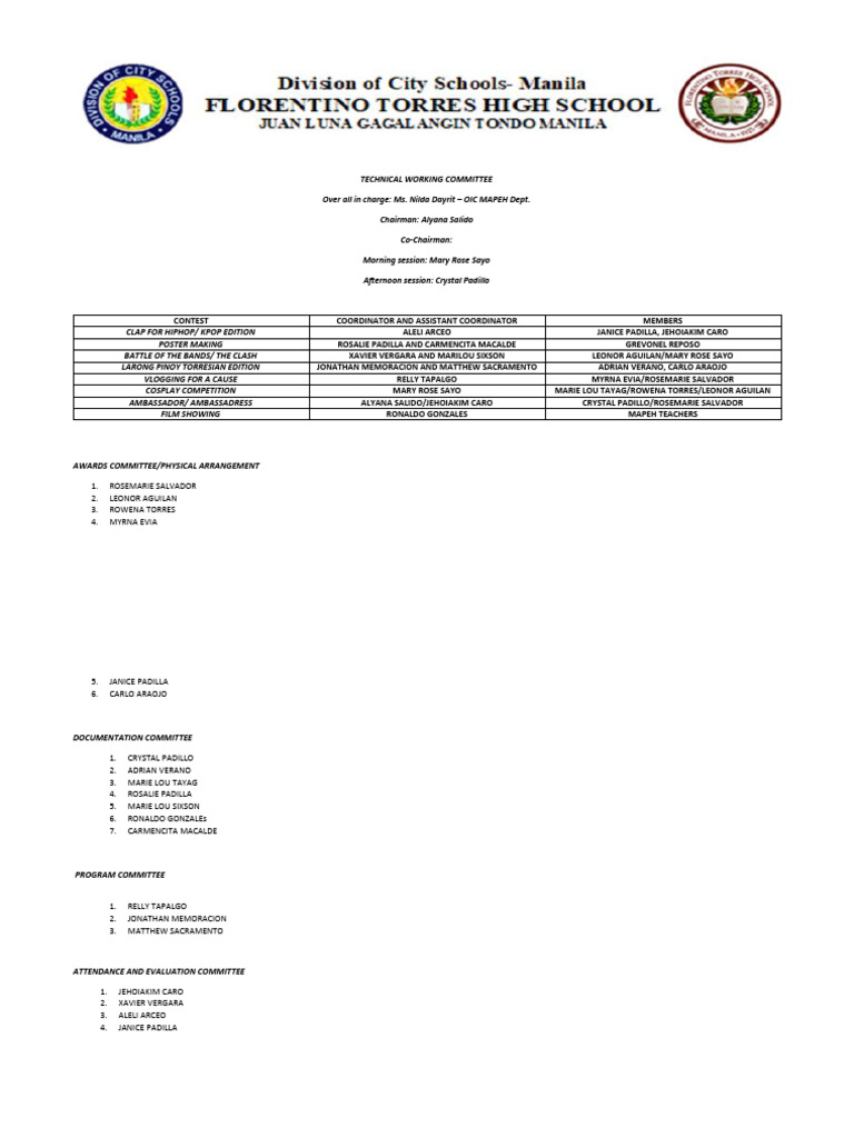 Technical Working Committee | PDF
