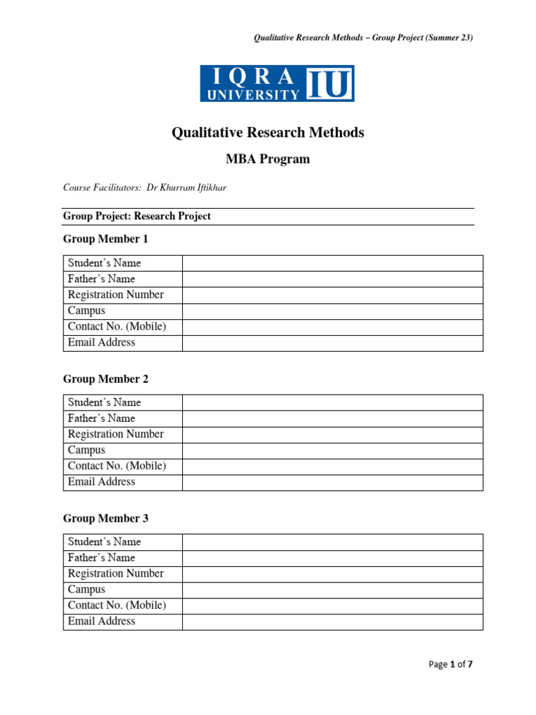 QRM IU - Group Project | PDF
