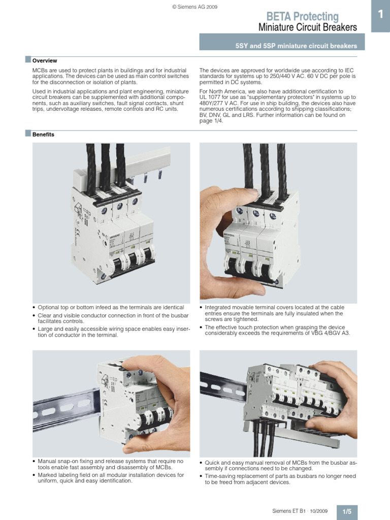 BETA Protecting: Miniature Circuit Breakers | PDF | Building ...