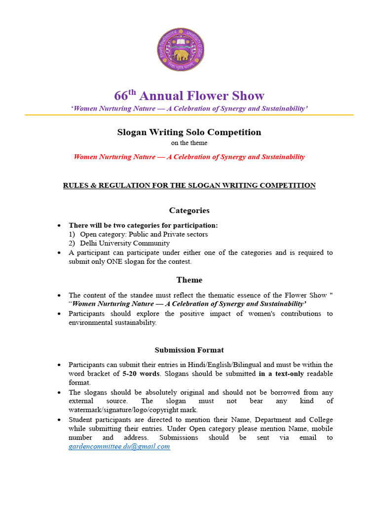 Rules and Regulation For Slogan Writing Competition | PDF