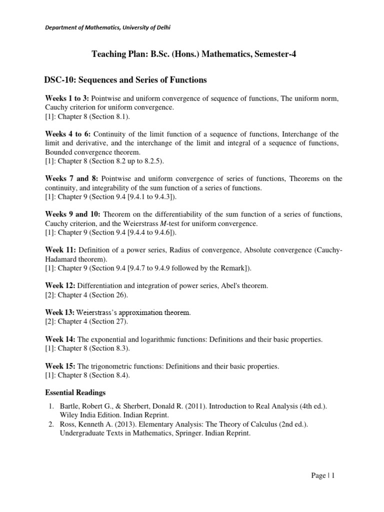 TeachingPlan 4th Sem 240115 083648 | PDF | Limit (Mathematics) | Ring (Mathematics)