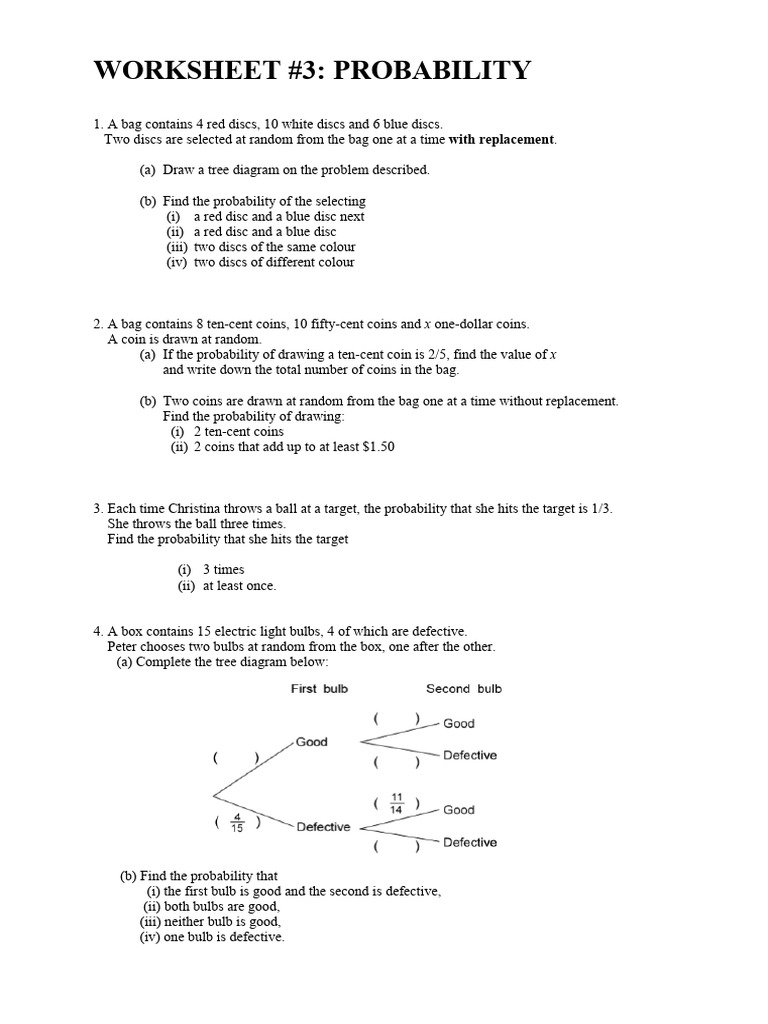 Worksheet 3 Probability | PDF | Probability