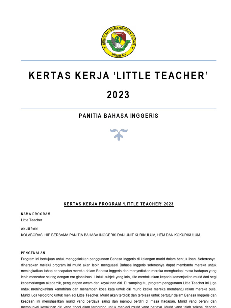 Kertas Kerja Little Teacher 2023 Word | PDF