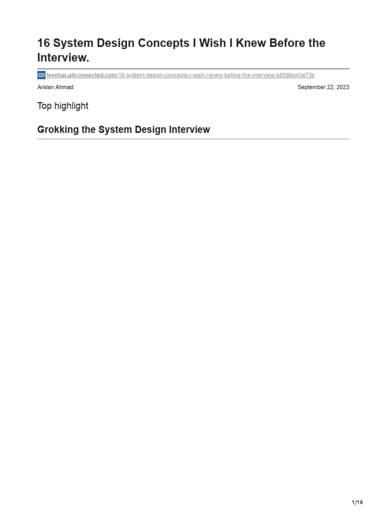 16 System Design Concepts I Wish I Knew Before The Interview | PDF ... 16 System Design Concepts I Wish I Knew Before The Interview | PDF ...