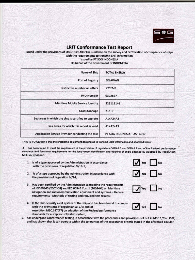 Conformance Test Lrit - Total Energy | PDF