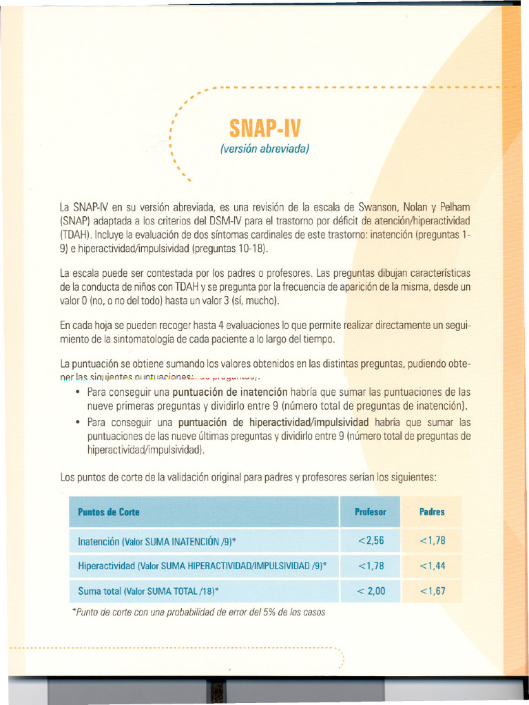 Correccion SNAP IV | PDF | Desorden hiperactivo y deficit de atencion ...