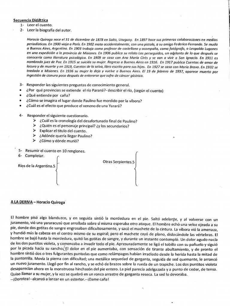 A La Deriva - Horacio Quiroga 2 | PDF