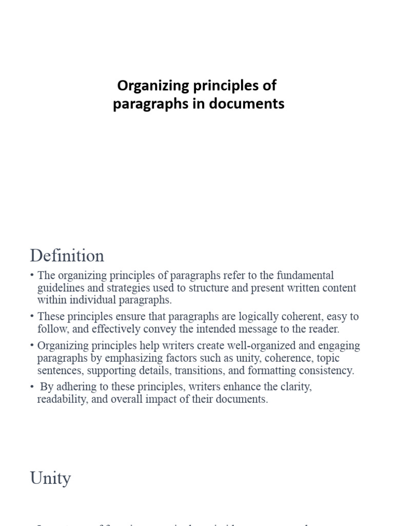 Organizing Principles of Paragraphs in Documents | Download Free PDF ...
