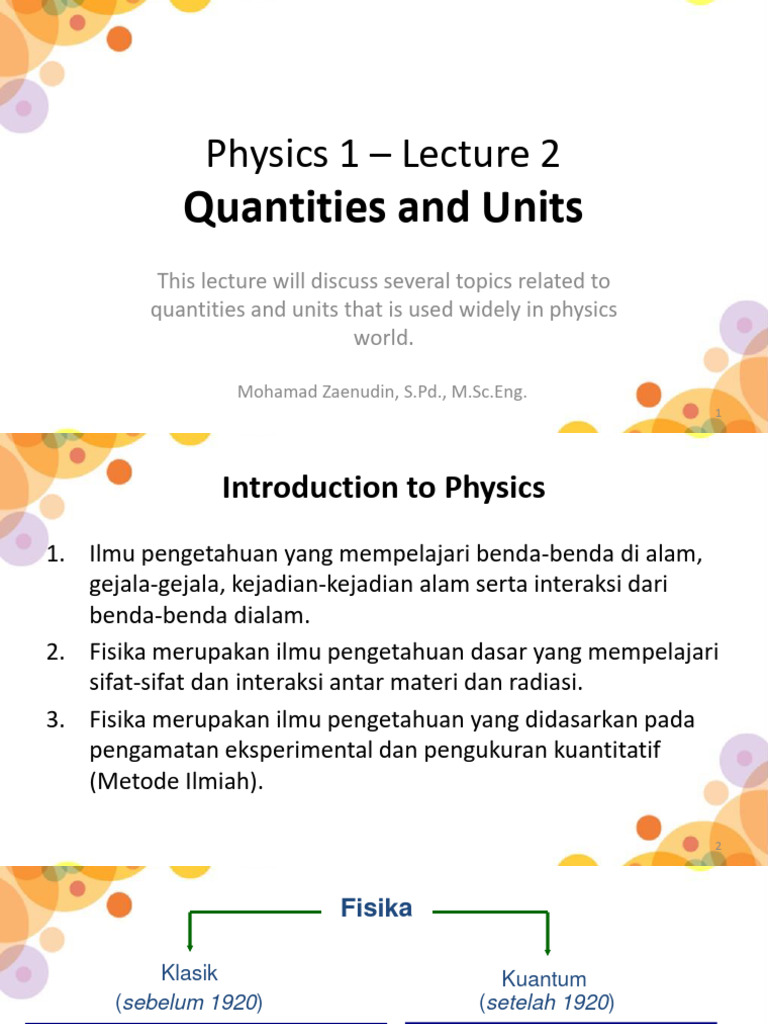 P - Lecture 2 - Quantities and Units | PDF | Sains & Matematika ...