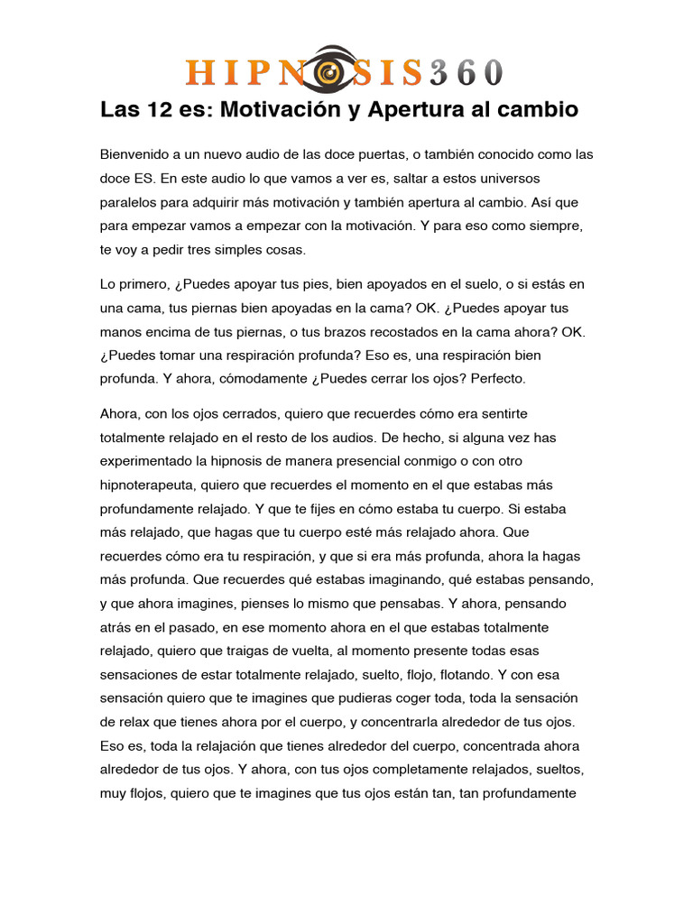 12es Motivacion Apertura | PDF | Hipnosis