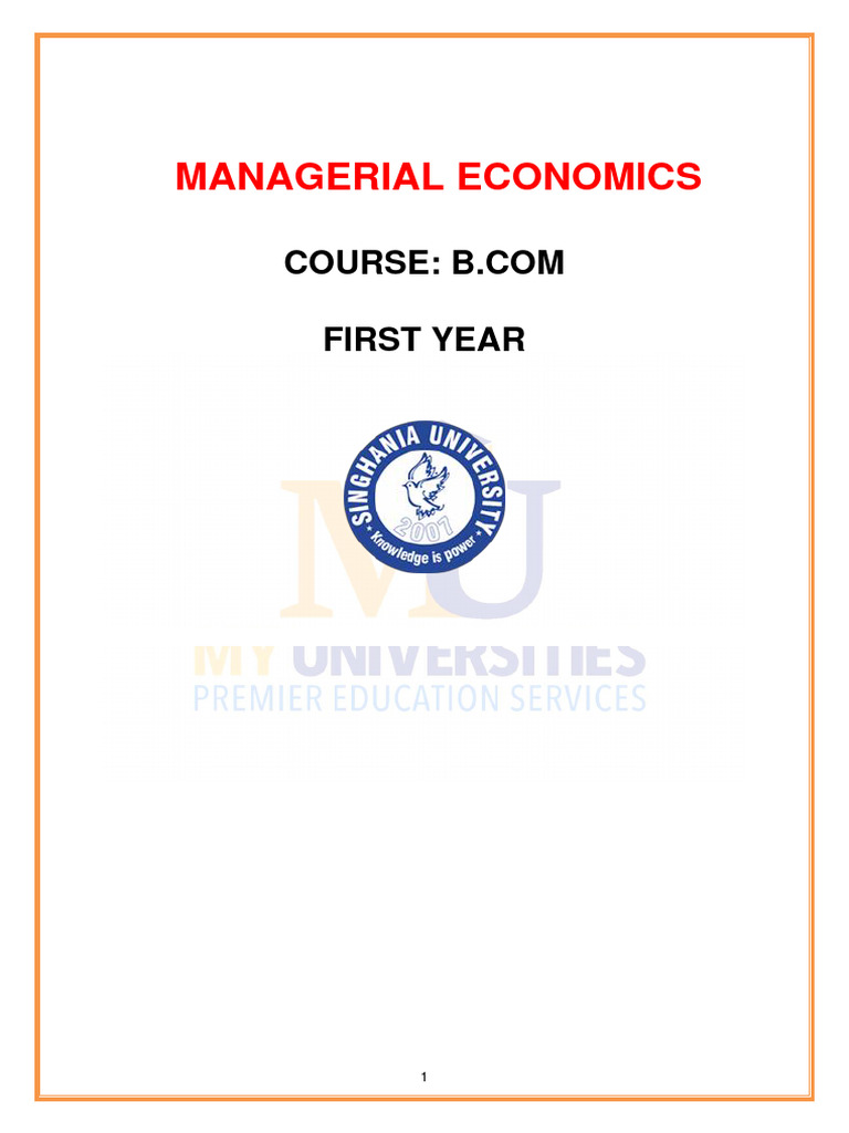 Managerial Economics | PDF | Economics | Business Economics
