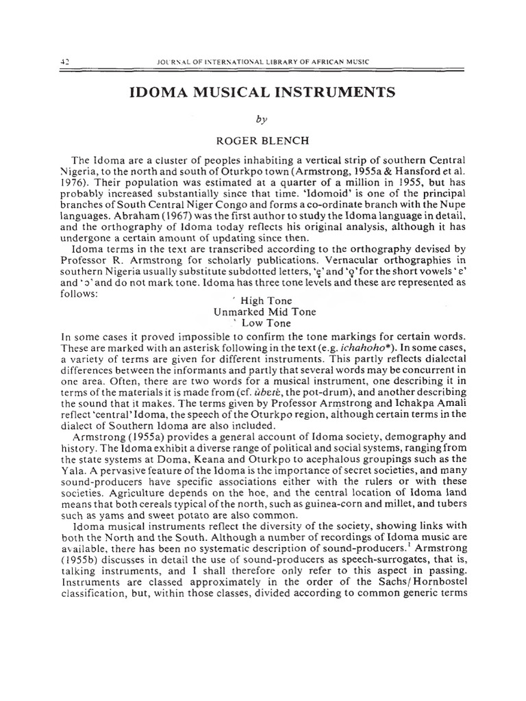 Idoma Traditional Musical Instruments | PDF | String Instruments | Tone ...