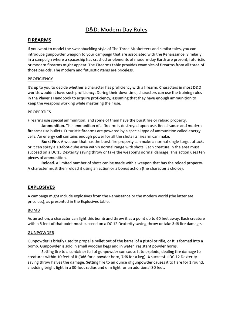 D&D Modern Firearms and Explosives Guide | PDF | Firearms | Shell ...