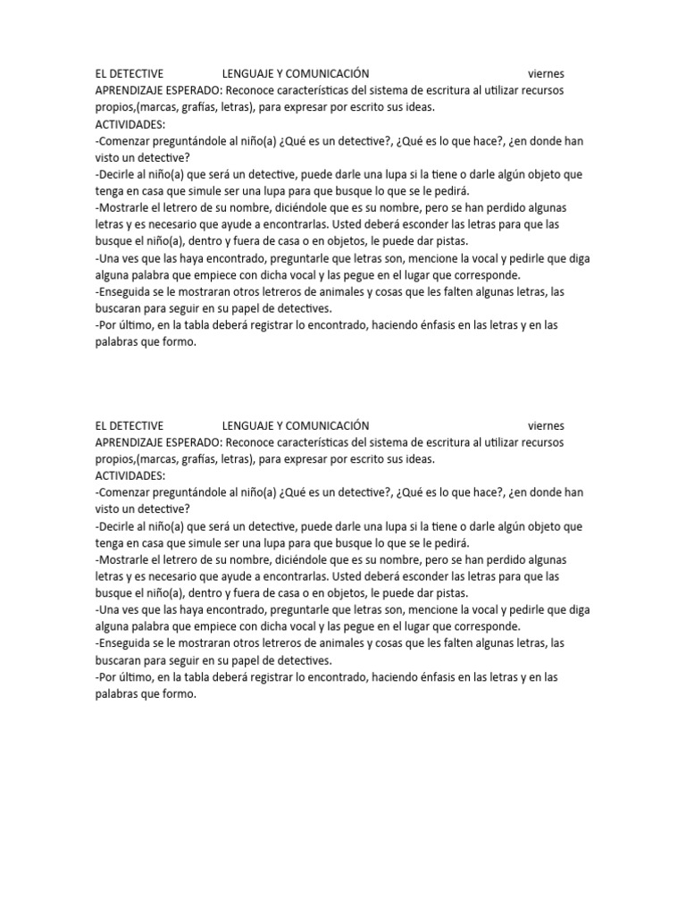 El Detective Lenguaje y Comunicación | PDF