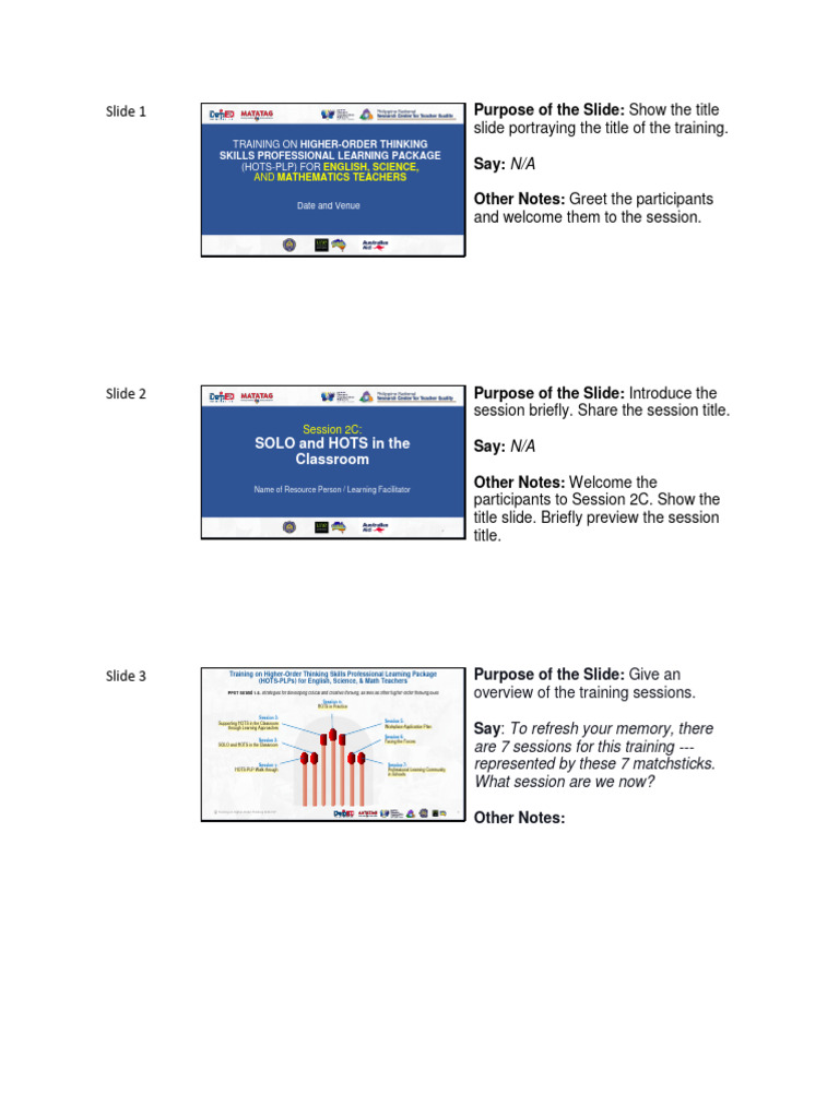 S2C - SD With Notes - SOLO and HOTS in The Classroom | PDF | Learning ...