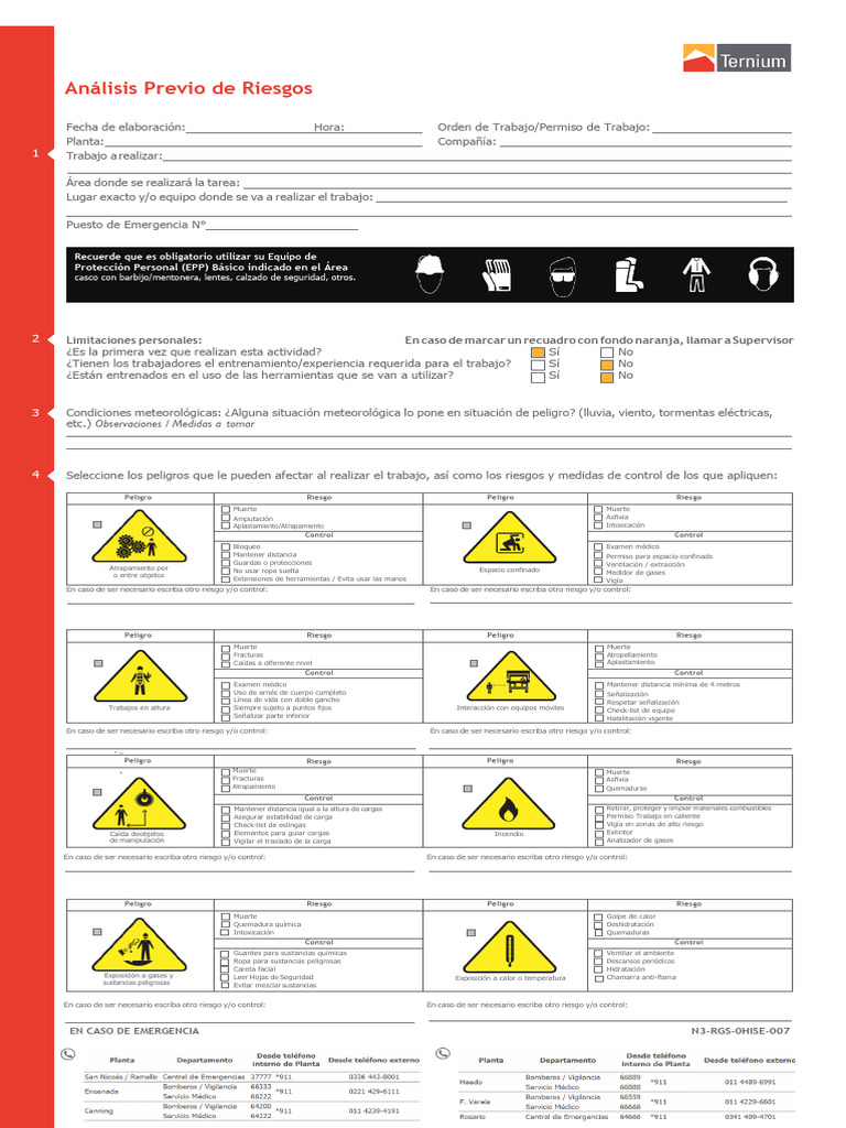Analisis Previo de Riesgos Ternium ARG | PDF