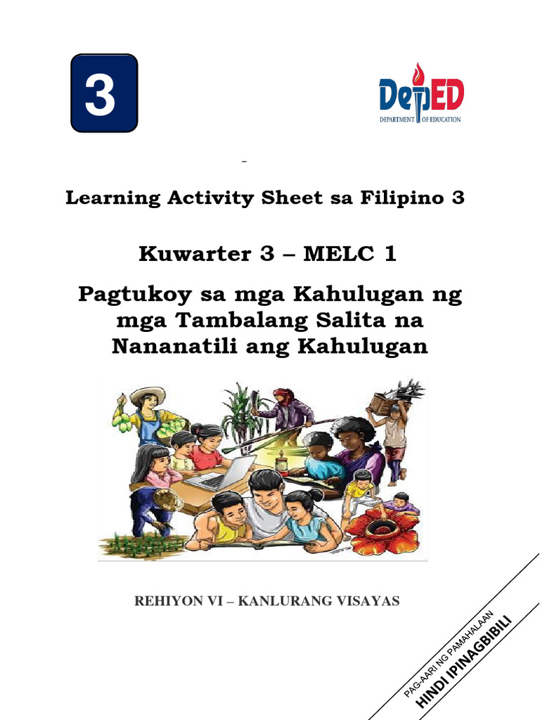 Filipino 3 - Kuwarter 3 - LAS 1 - Natutukoy Ang Kahulugan NG Mga ...