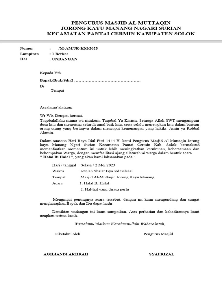 Undangan MTQ | PDF | Agama & Spiritualitas